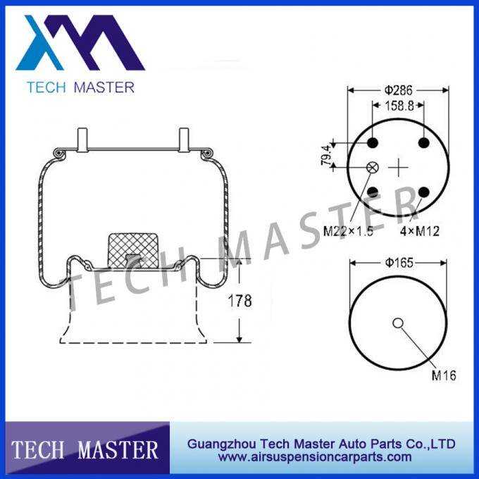 Rubber Air Spring Suspension Bellows For SAF 2.229.2103.00 Firestone ...